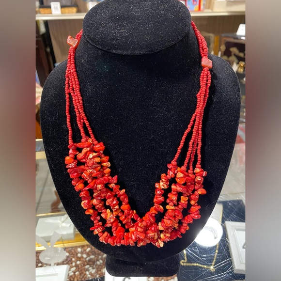 Source Unknown | Jewelry | Gorgeous Vintage Multi Layered Red Chunky ...